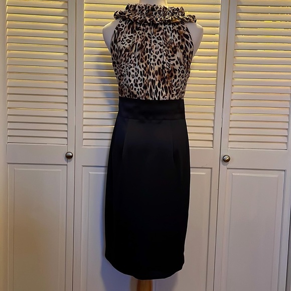 Donna Ricco | Dresses | Leopard Print Mini Dress Halter Top Body Con Cocktail By Donna Rico ...
